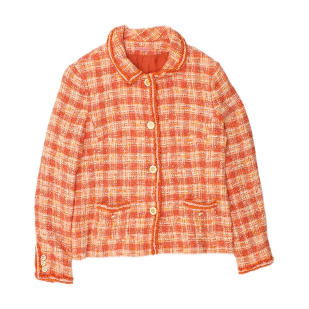 VINTAGE Womens 4 Button Blazer Jacket UK 14 Medium Orange Check - Etsy