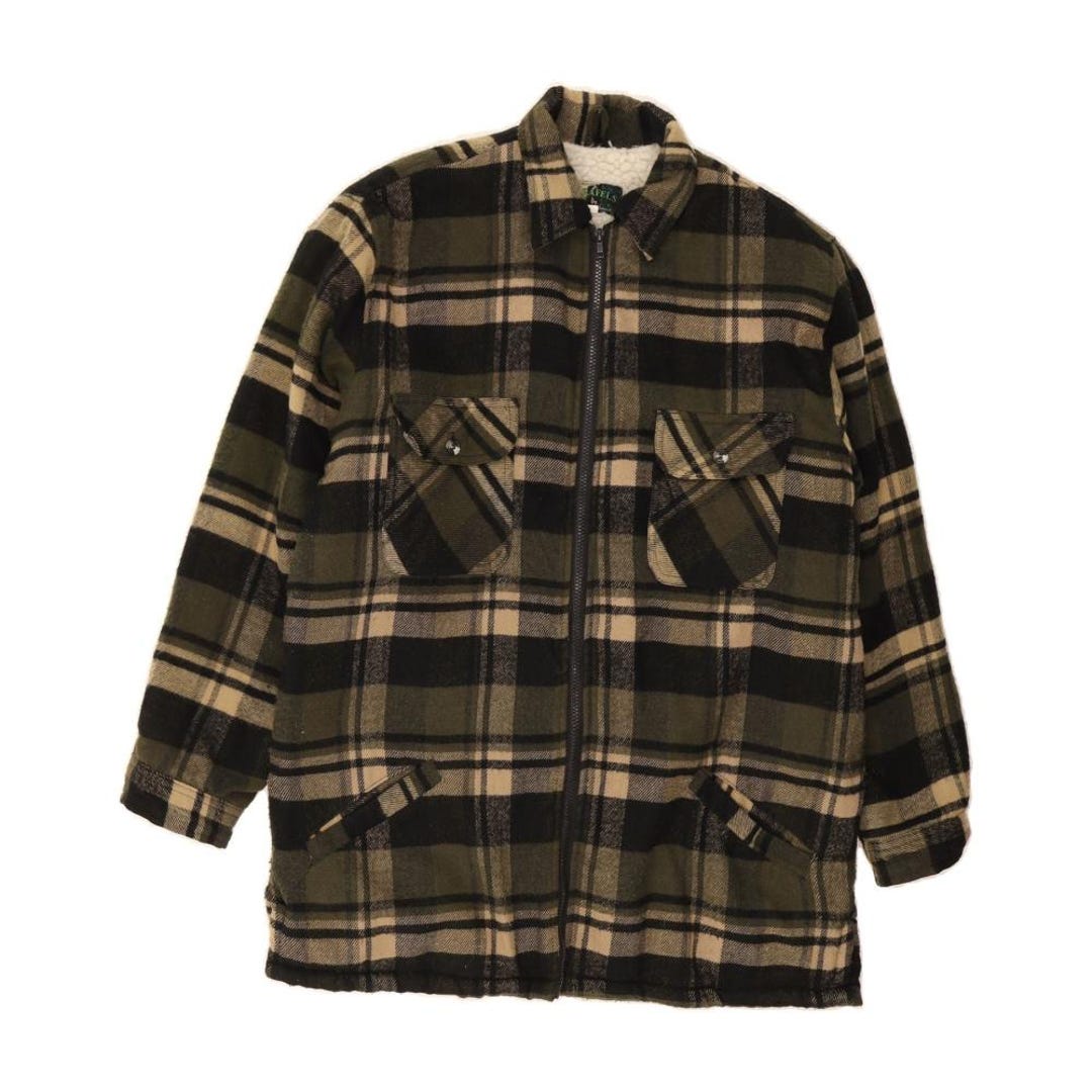 VINTAGE Mens Sherpa Windbreaker Jacket UK 40 Large Khaki Check Acrylic ...