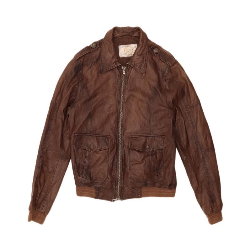 Brown Leather Jacket 2xl - Etsy UK