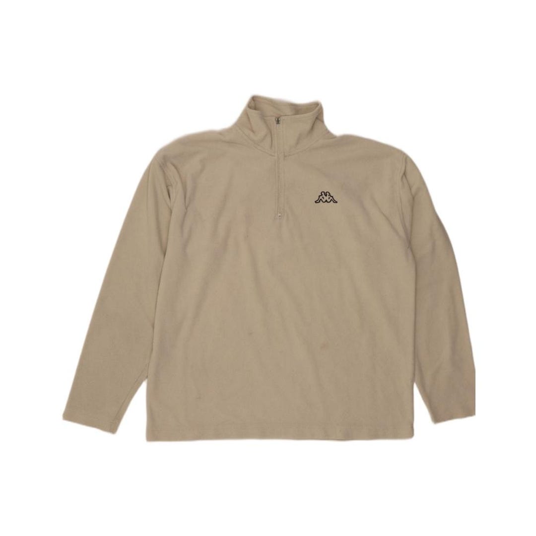 KAPPA Mens Zip Neck Fleece Jumper Large off White Polyester - Etsy