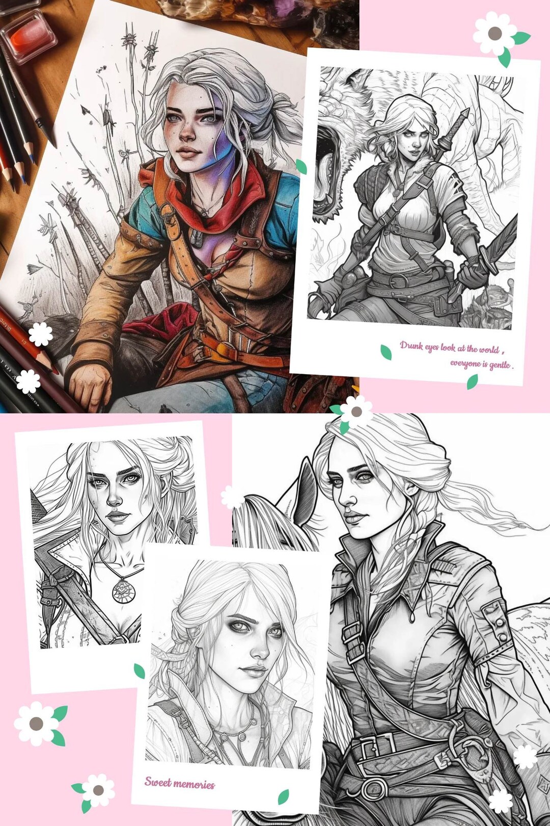 Coloring Page Printable Ciri Cirilla Witcher Color Books - Etsy