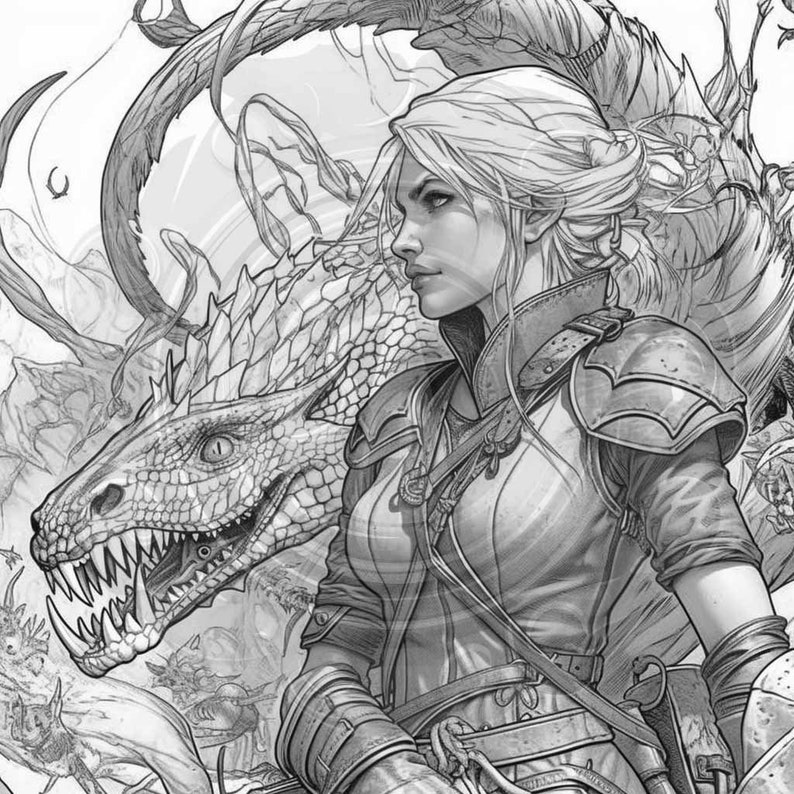 Coloring Page Printable Ciri Cirilla Witcher Color Books - Etsy