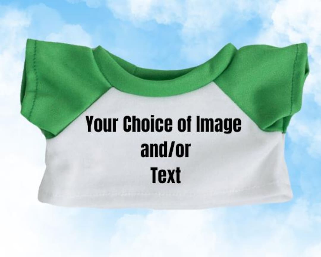 Custom 16" Stuffed Animal Shirt: Green Sleeve Raglan Tee - Etsy
