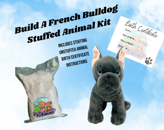 DIY Stuffed French Bulldog Kit Stuffed Animal Kit Stuffed Plush 14 16 ...