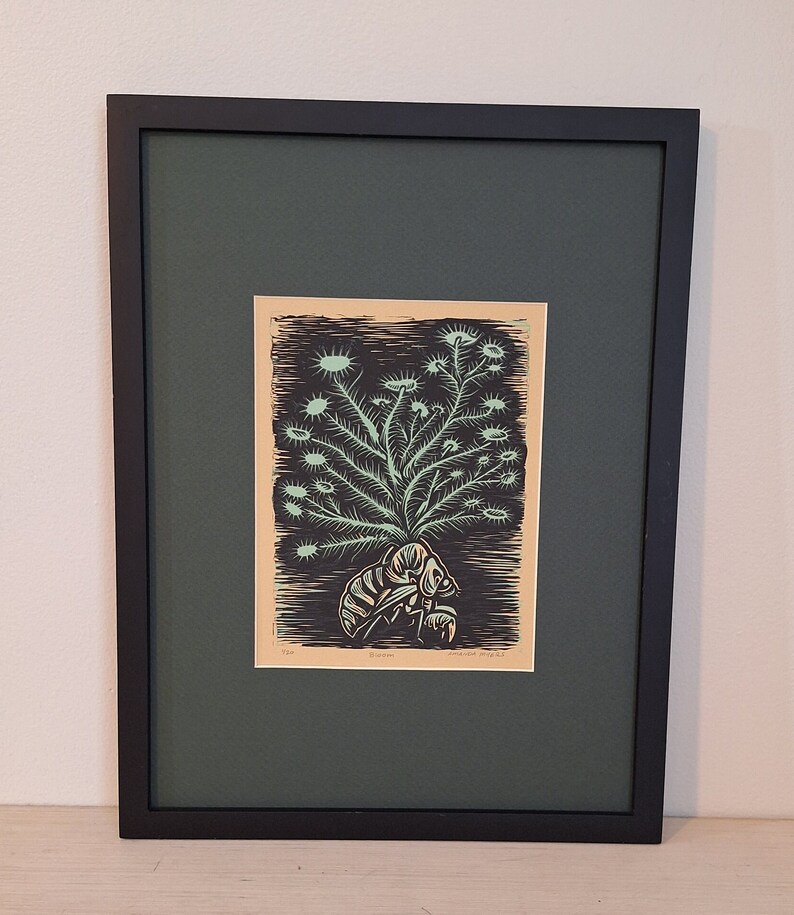 Bloom Cicada and Lichen, 2-color Linocut Relief Print - Etsy