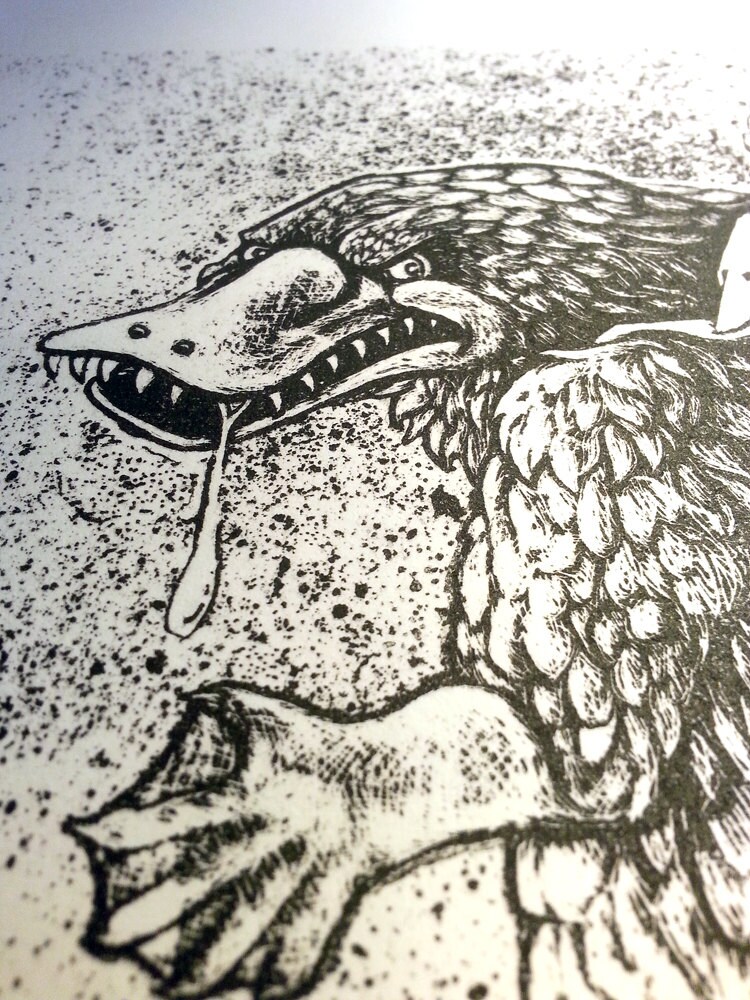 Lithograph - Aardvark Scouts Vs. Giant Platypus. Fantasy Characters - Etsy