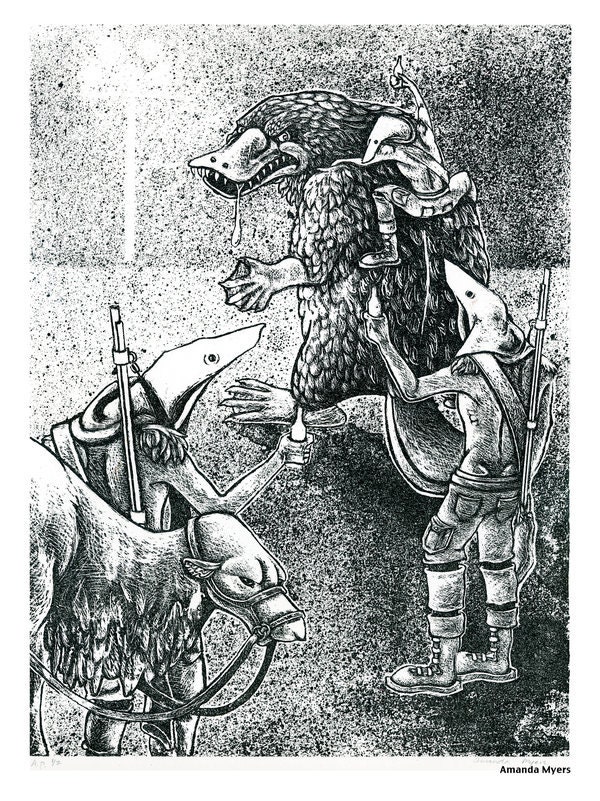 Lithograph - Aardvark Scouts Vs. Giant Platypus. Fantasy Characters - Etsy