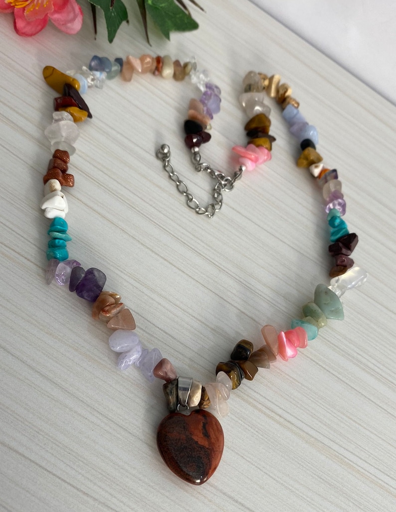 Multi Gemstone Chip Bead Necklace, Semi Precious Stone Bead Necklace ...