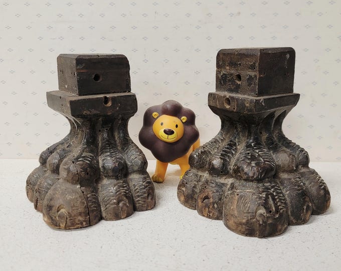 Antique Wooden Lion Feet, Feet Lion's Paw, Primitive Folk Art - Etsy