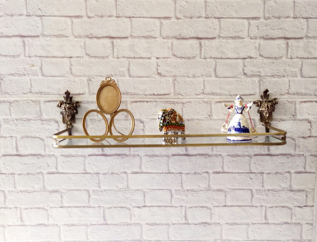 Metal and Glass Vintage Shelf, Neoclassical Furnishing Accent - Etsy