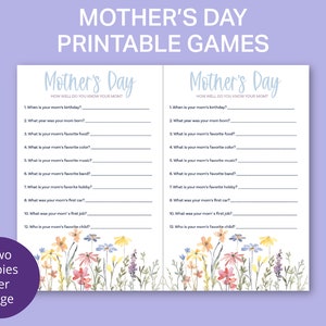 Mother's Day Printable Game | Who Knows Mom Best | Would You Rather ...