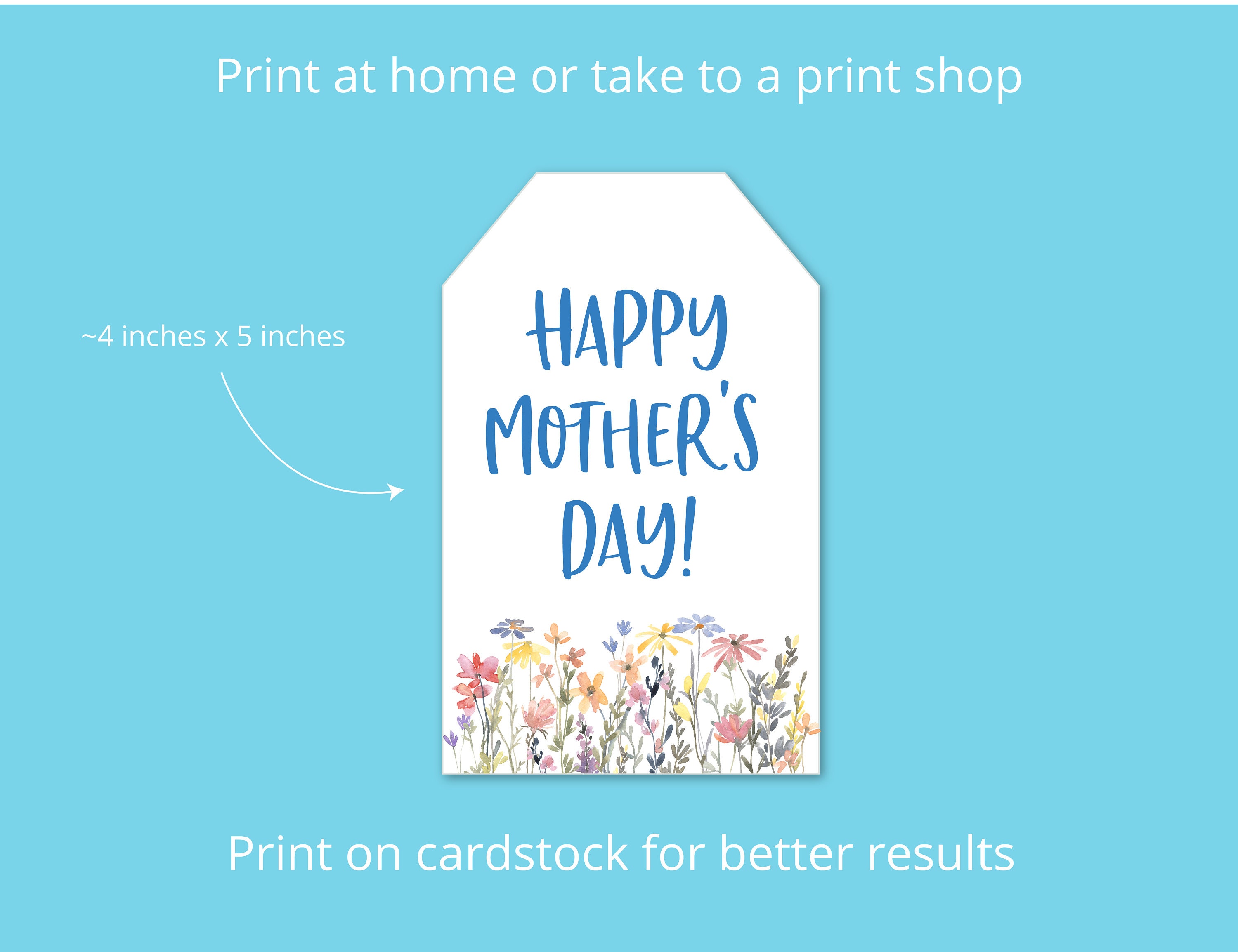 Mothers Day Printable Gift Tags Watercolor Floral Wildflower - Etsy