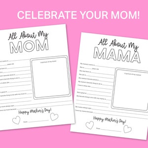 All About My Mom Mother's Day Printable | All About My Mama | Digital ...