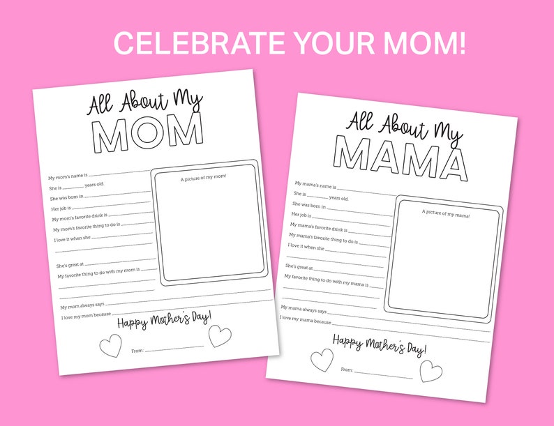 All About My Mom Mother's Day Printable | All About My Mama | Digital ...