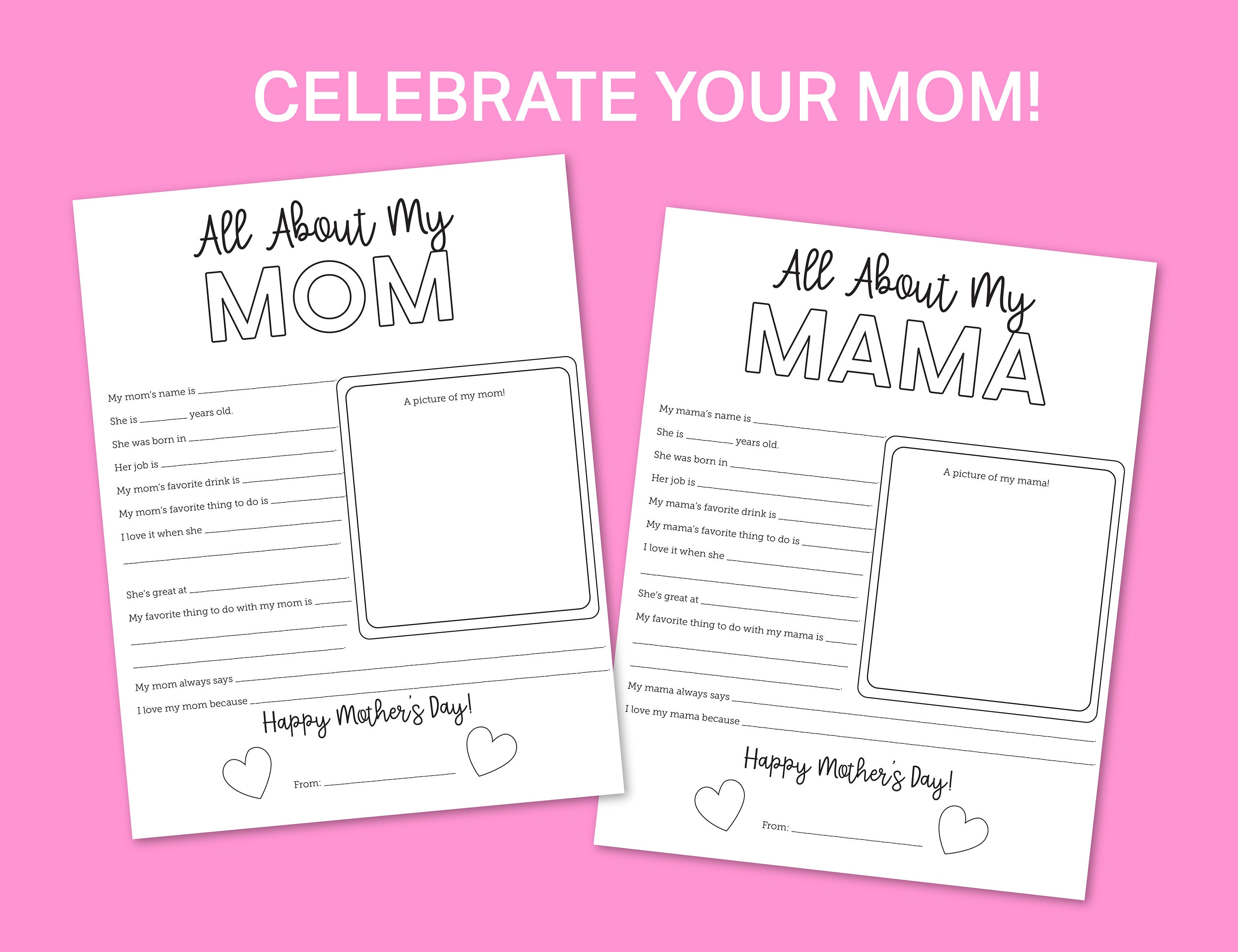 All About My Mom Mother's Day Printable | All About My Mama | Digital ...