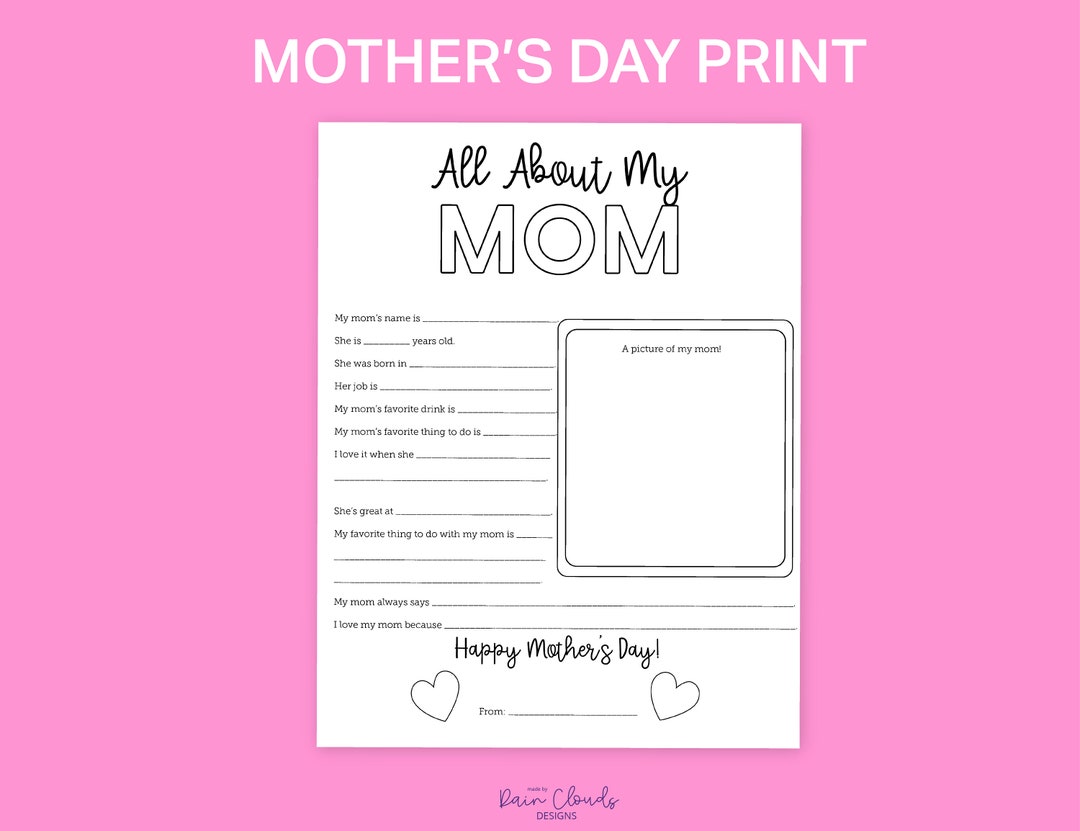 All About My Mom Mother's Day Printable All About My Mama Digital ...