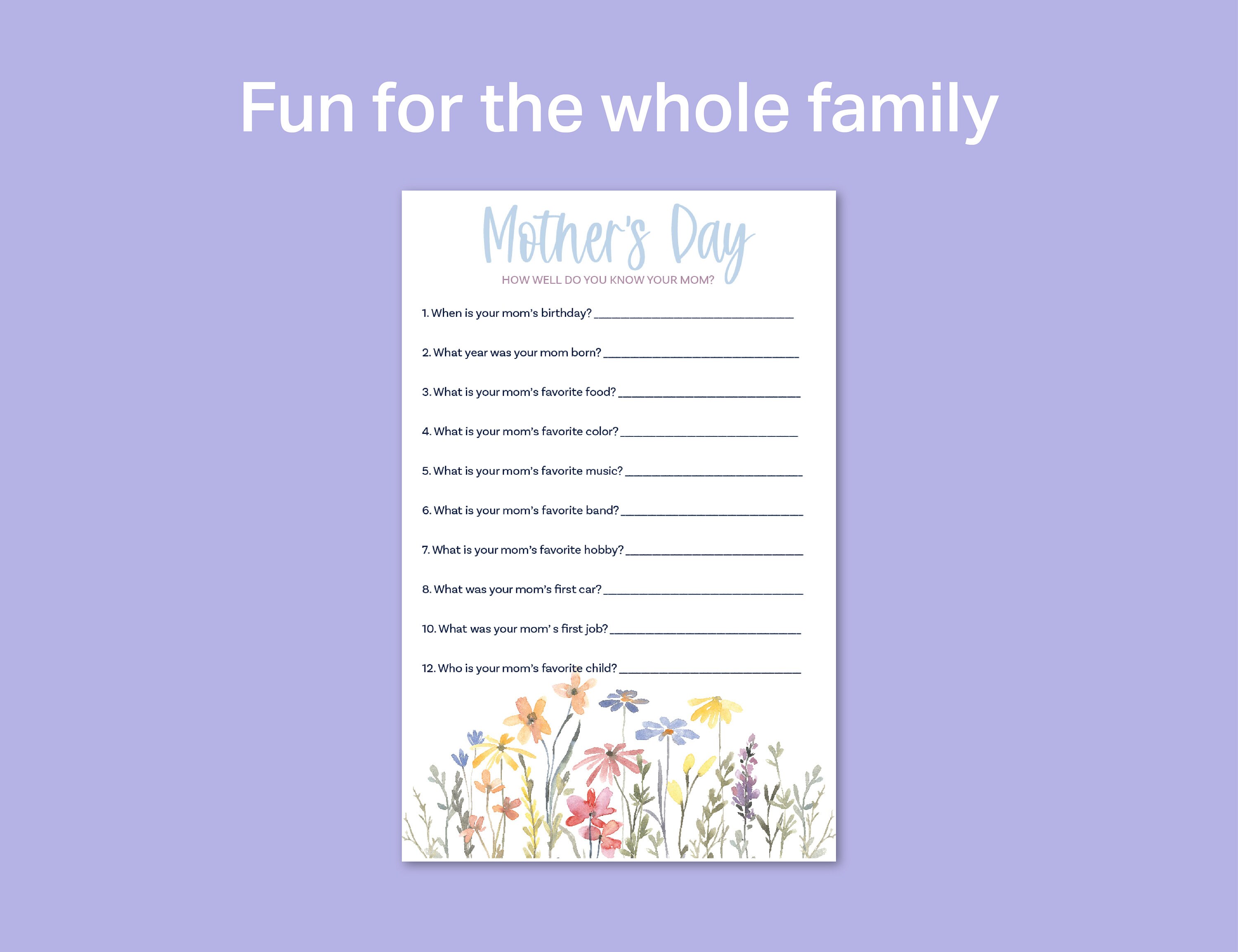 Mother's Day Printable Game Who Knows Mom Best Would You Rather True or ...