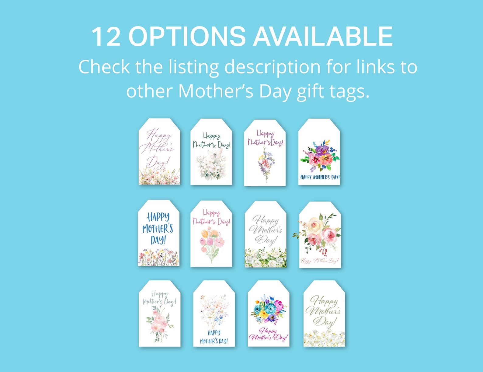 Mothers Day Printable Gift Tags Watercolor Floral Pastel Flowers - Etsy