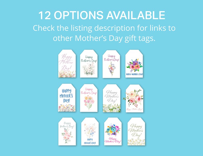 Mothers Day Printable Gift Tags Watercolor Floral Pastel Flowers - Etsy