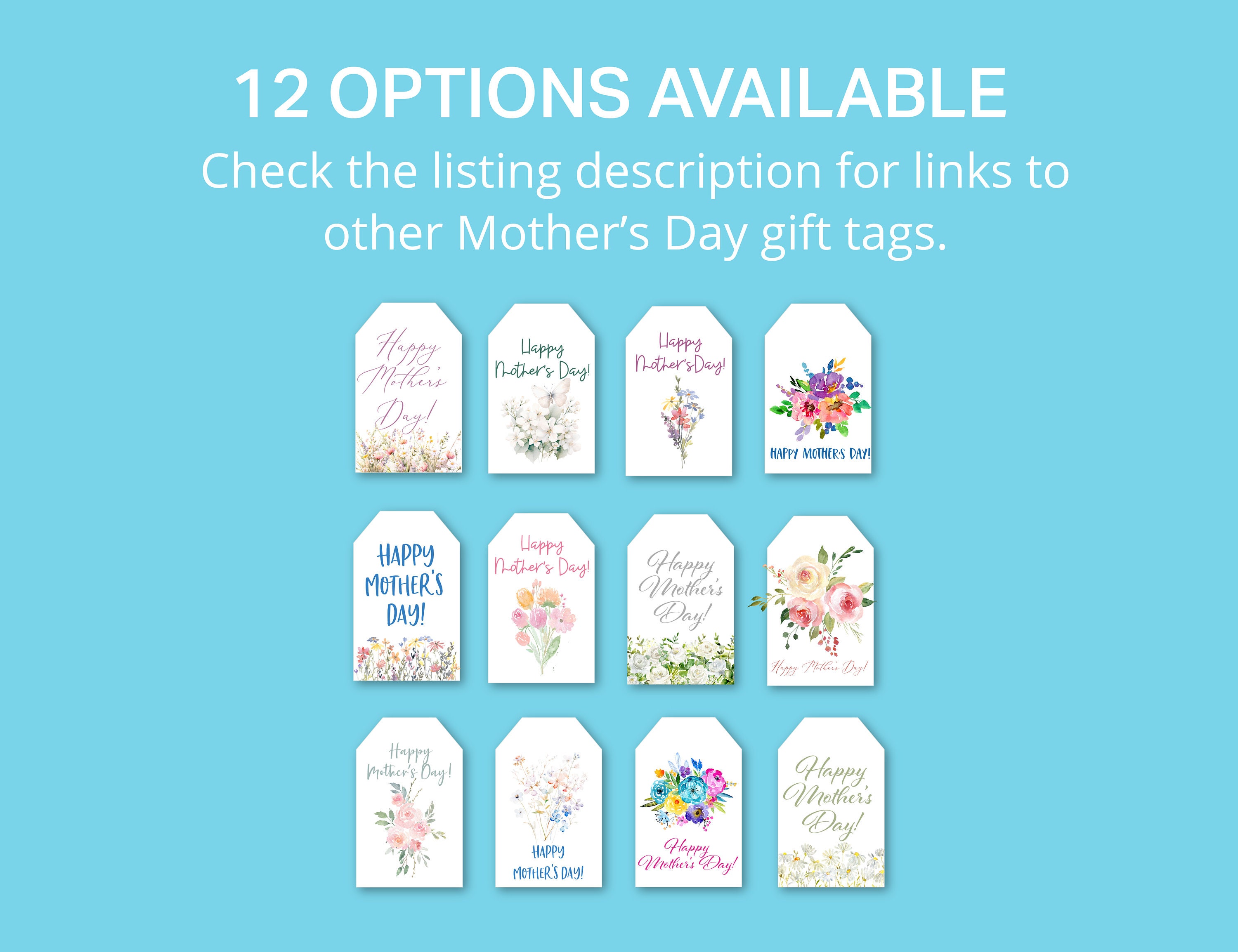 Mothers Day Printable Gift Tags Watercolor Floral Pastel Flowers - Etsy