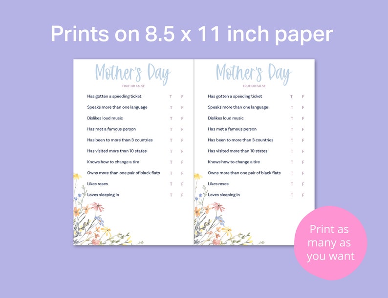 Mother's Day Printable Game | Who Knows Mom Best | Would You Rather ...