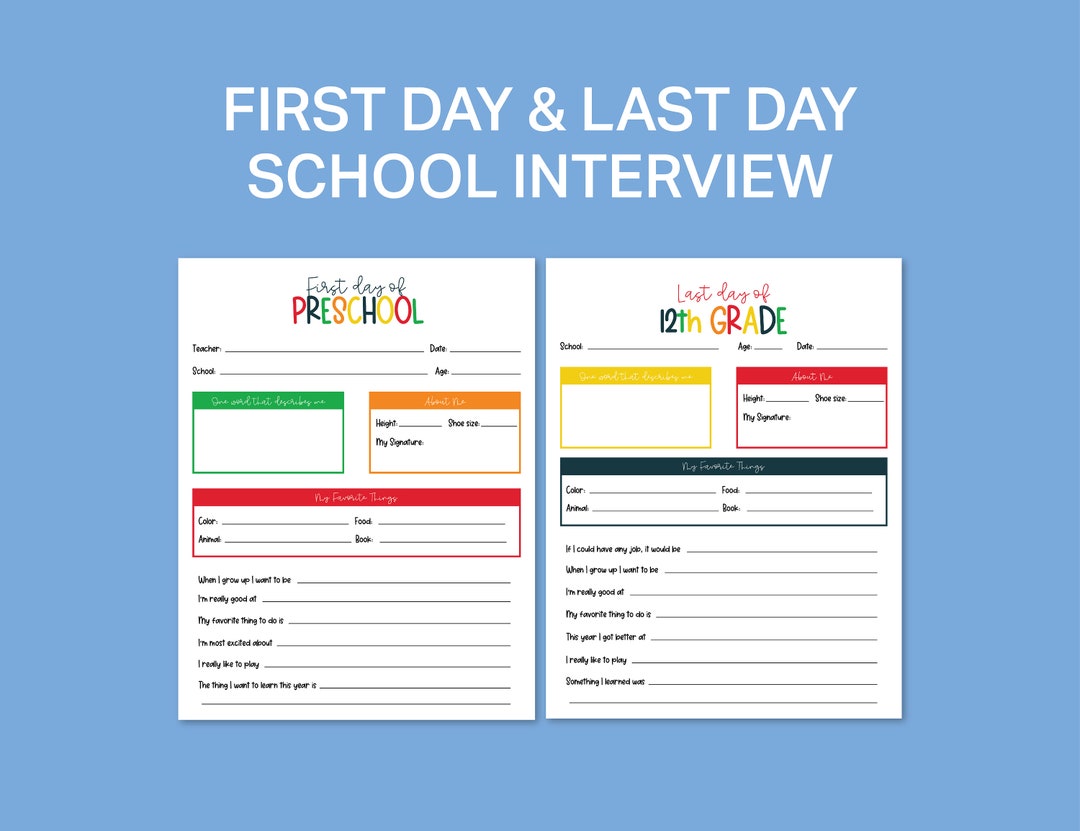 All About Me Back to School Interview Printable | First Day/last Day ...