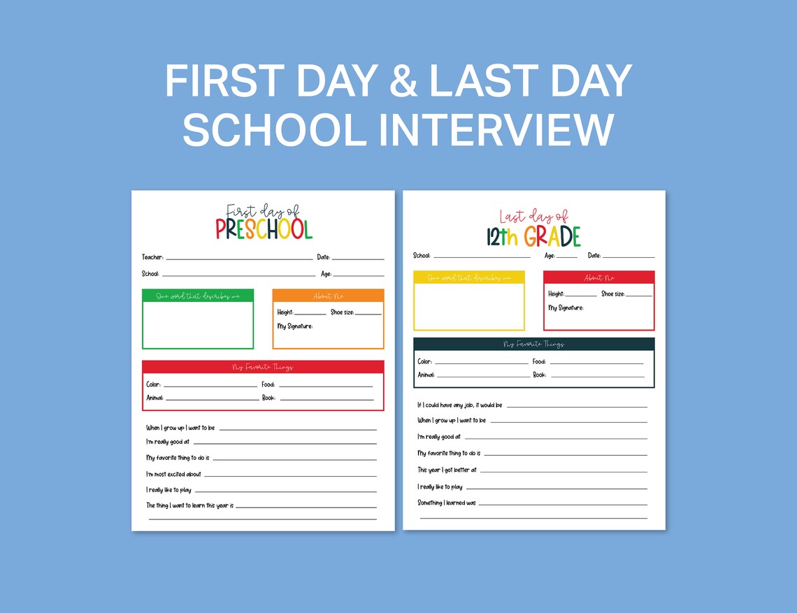 All About Me Back to School Interview Printable | First Day/last Day ...