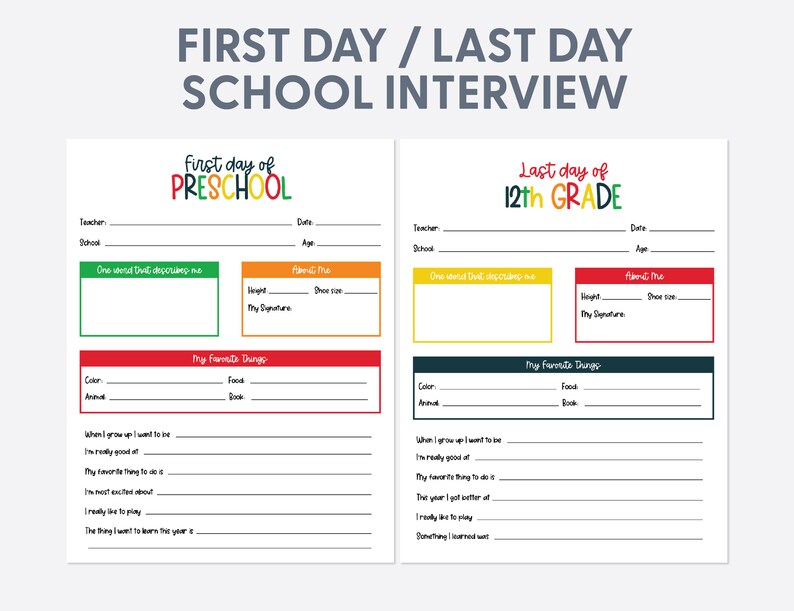 All About Me Back to School Interview Printable First - Etsy