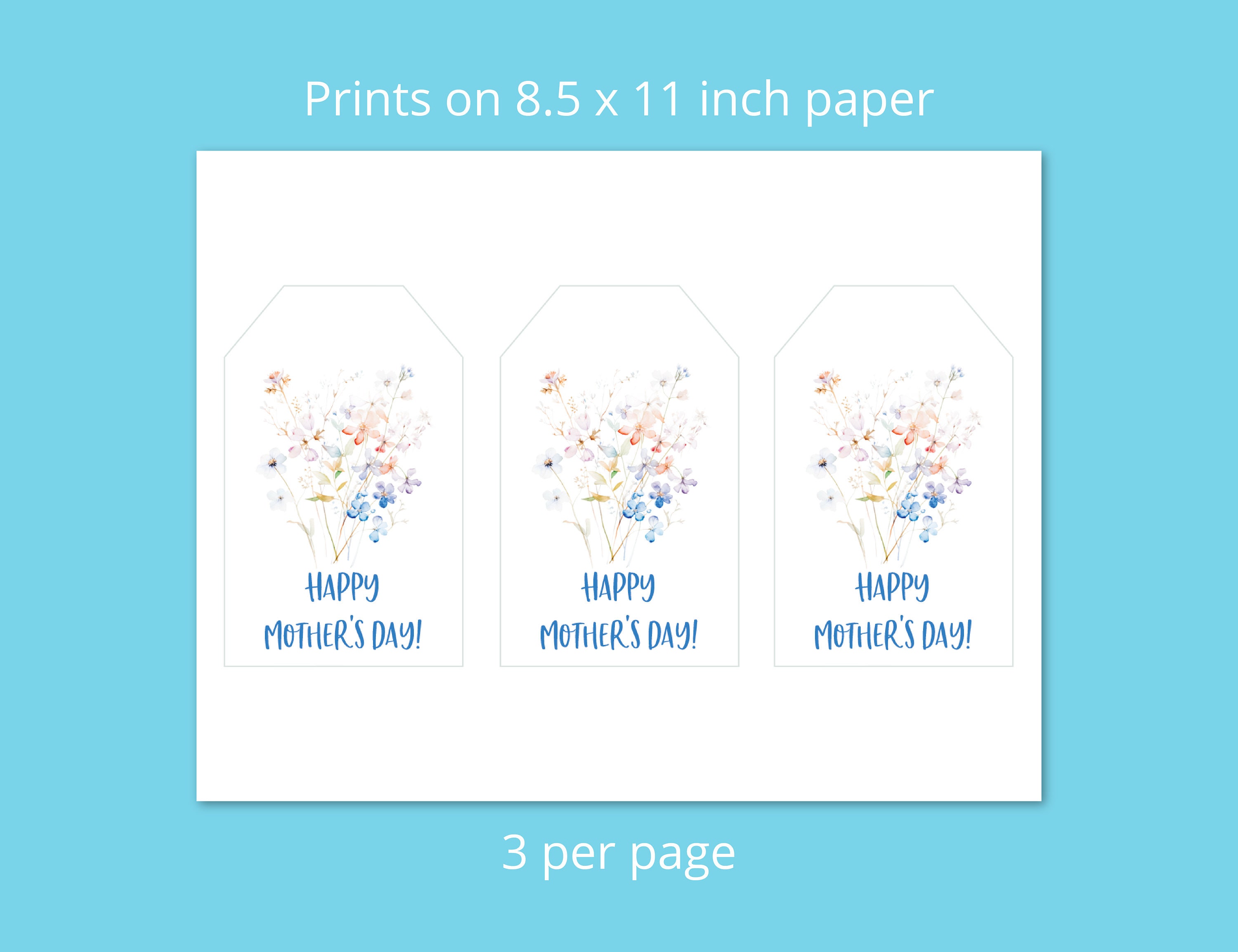 Mothers Day Printable Gift Tags Watercolor Floral Pastel Flowers - Etsy