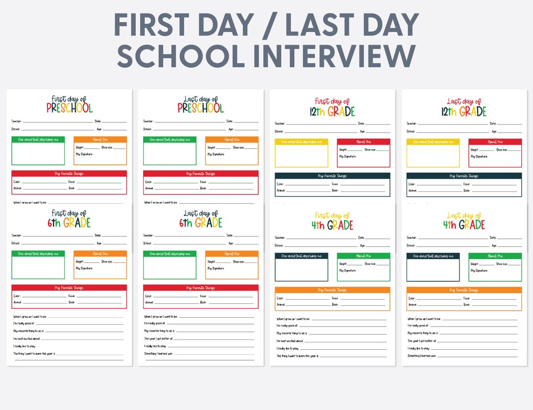 All About Me Back to School Interview Printable First Day/last Day ...