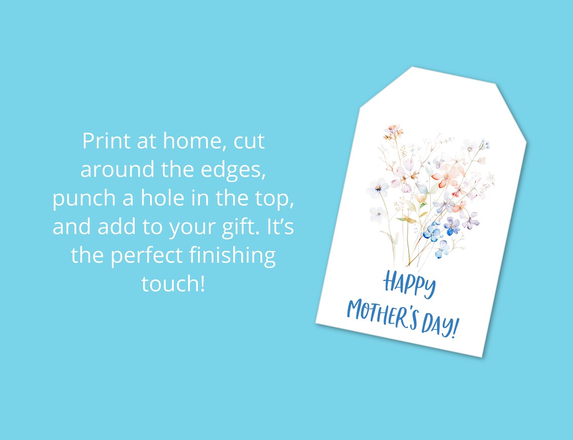 Mothers Day Printable Gift Tags Watercolor Floral Pastel Flowers - Etsy