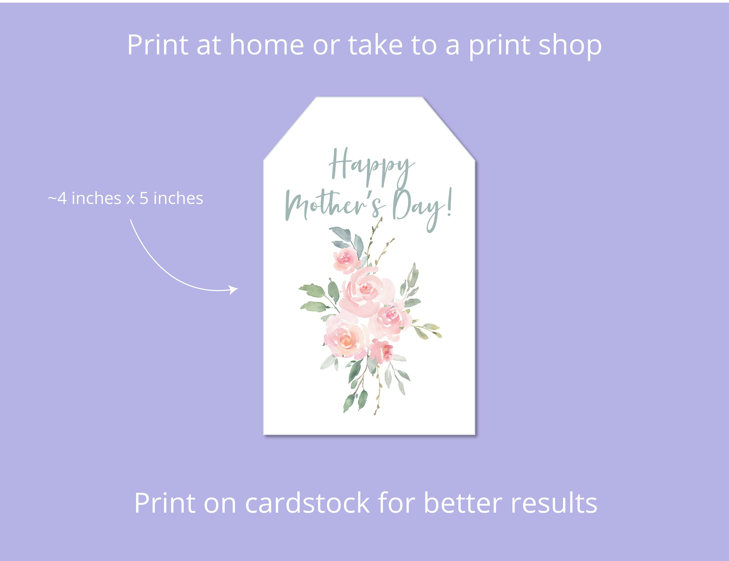 Mothers Day Printable Gift Tags Watercolor Floral Pink Bouquet - Etsy