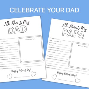 Father's Day Printable: All About My Dad/papa Coloring Page (digital ...