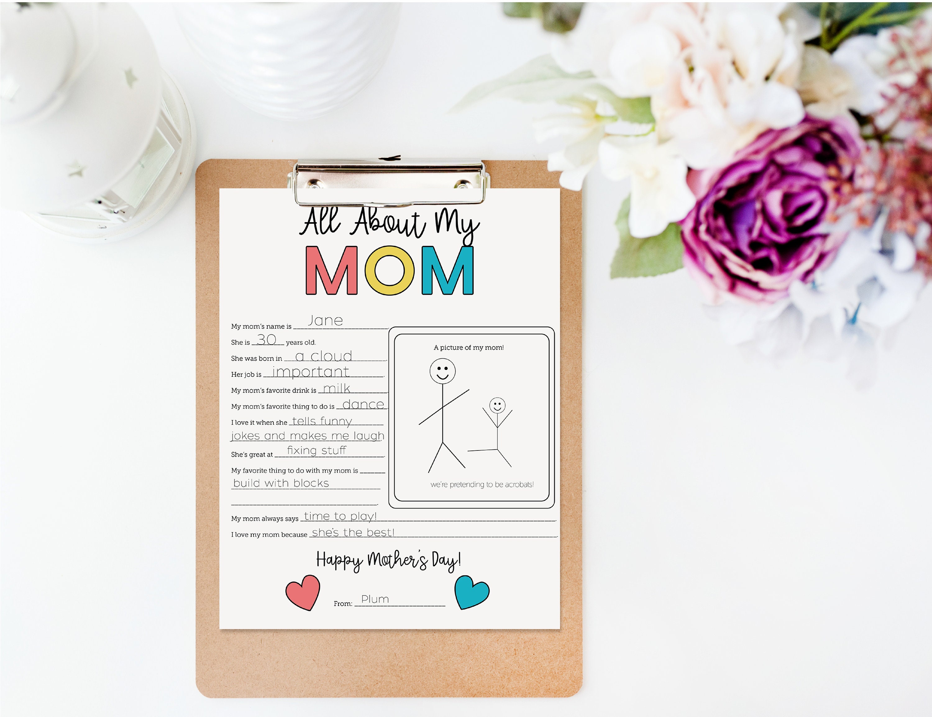 All About My Mom Mother's Day Printable | All About My Mama | Digital ...