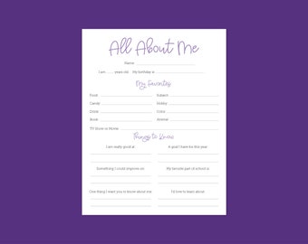 Printable All About Me Student Survey: Back to School Activity (digital ...