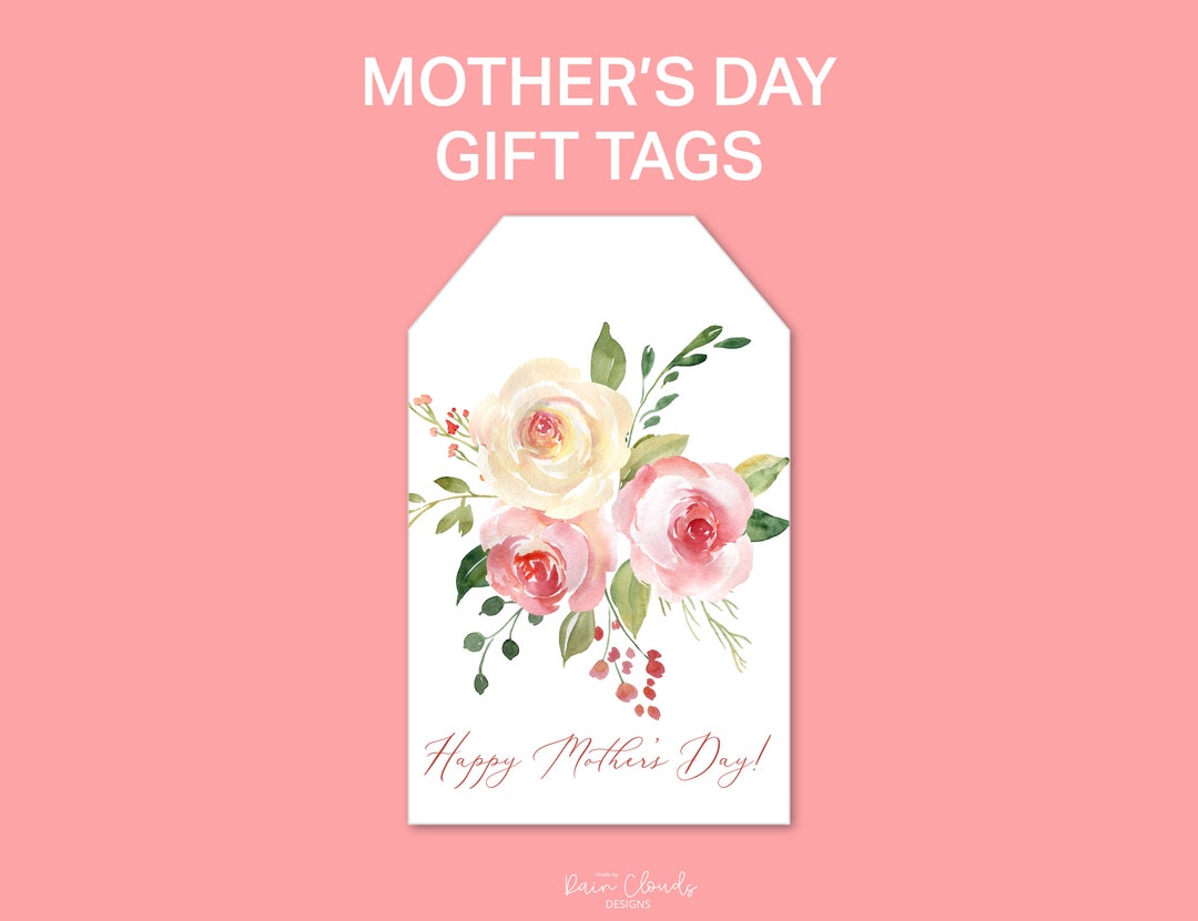 Mothers Day Printable Gift Tags Watercolor Floral Pink Flowers - Etsy