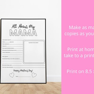 All About My Mom Mother's Day Printable | All About My Mama | Digital ...