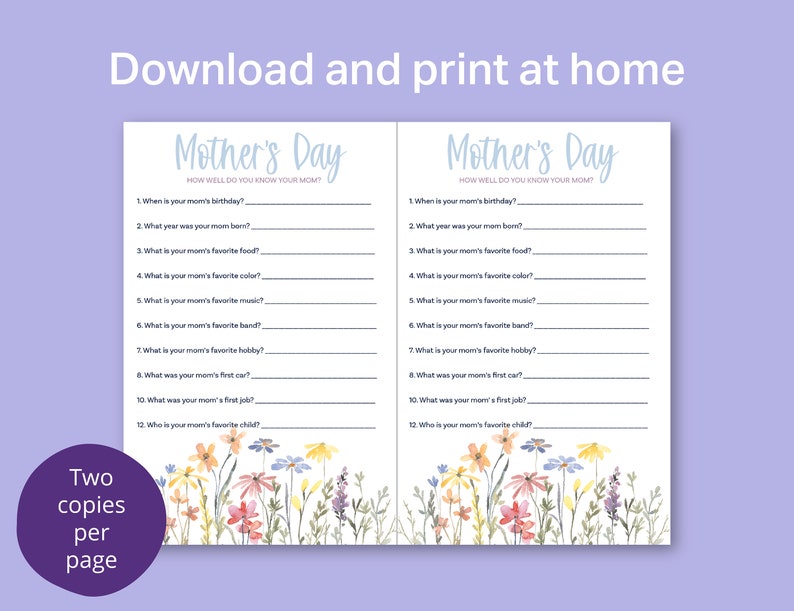 Mother's Day Printable Game Who Knows Mom Best Would You Rather True or ...