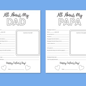 Father's Day Printable: All About My Dad/papa Coloring Page (digital ...