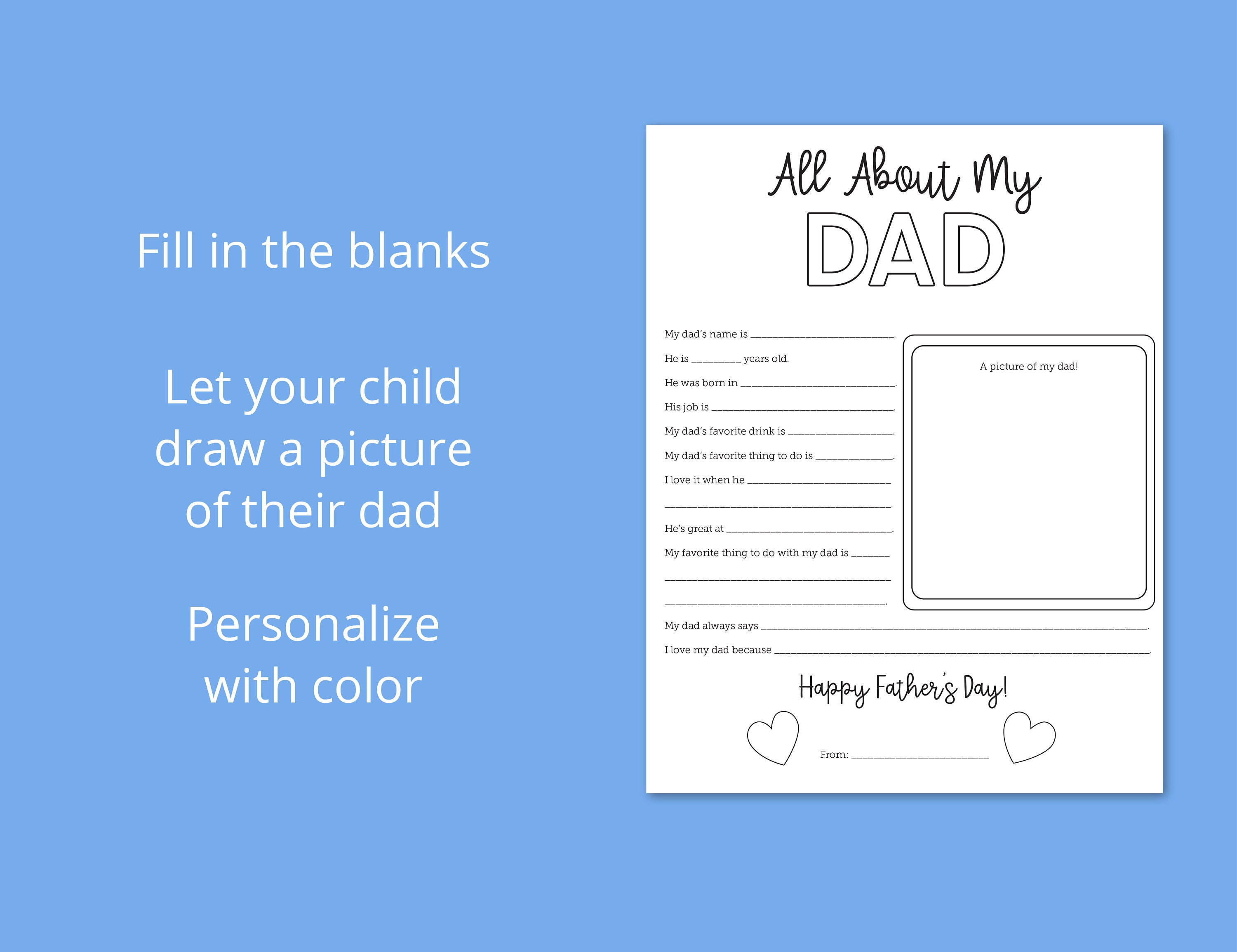 Father's Day Printable: All About My Dad/papa Coloring Page (digital ...