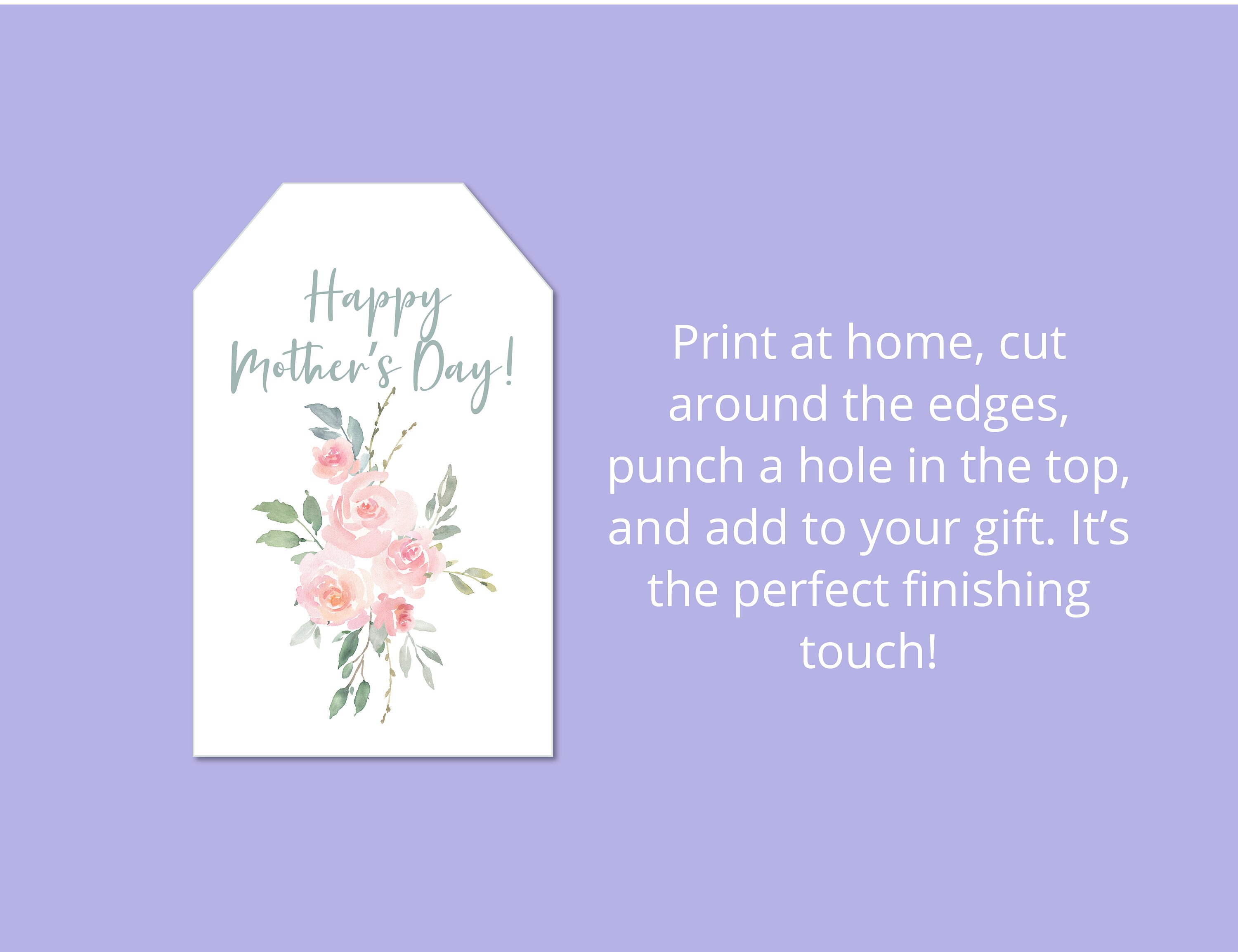 Mothers Day Printable Gift Tags Watercolor Floral Pink Bouquet - Etsy