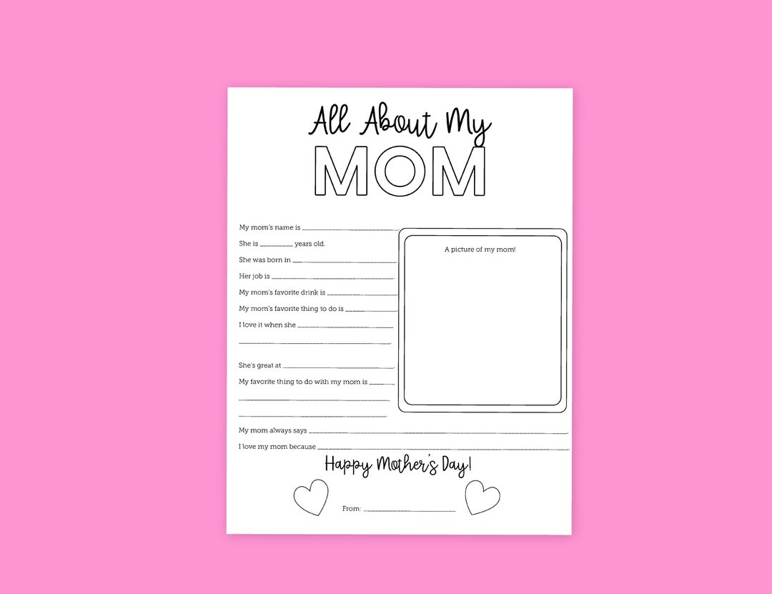 All About My Mom Mother's Day Printable | All About My Mama | Digital ...