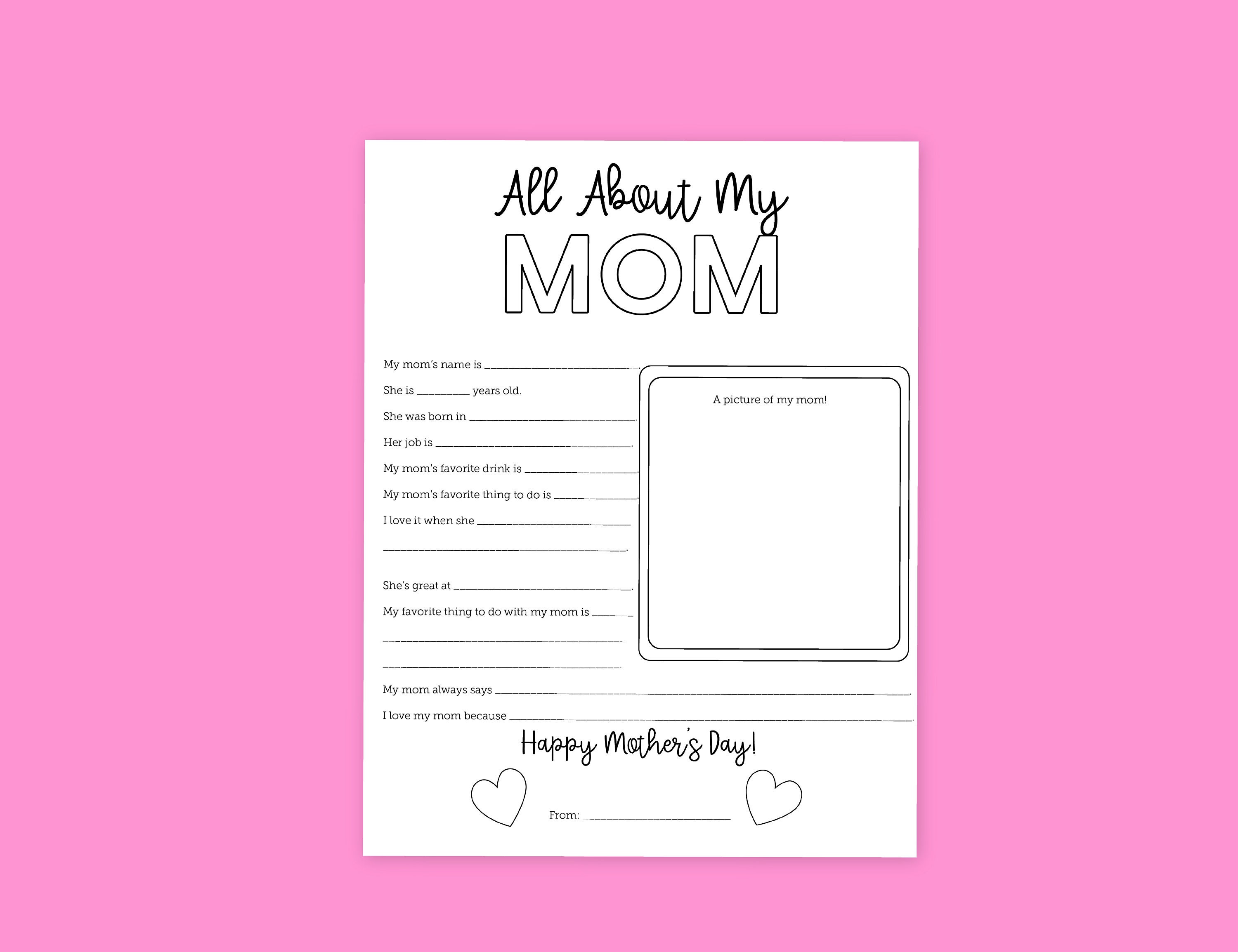 All About My Mom Mother's Day Printable | All About My Mama | Digital ...