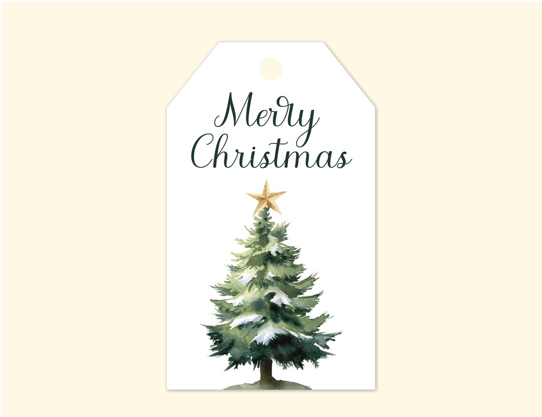 Printable Christmas Tree Watercolor Gifts Tags - Etsy