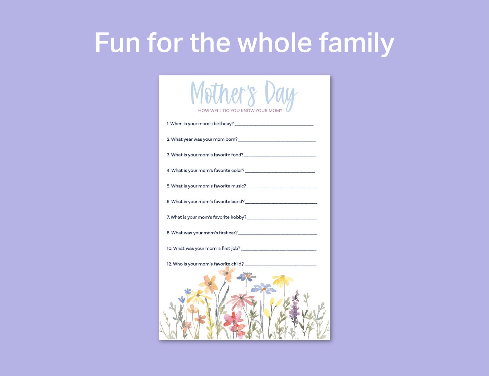 Mother's Day Printable Game Who Knows Mom Best Would You Rather True or ...