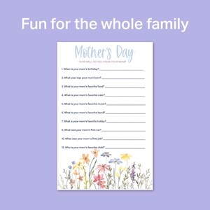 Mother's Day Printable Game | Who Knows Mom Best | Would You Rather ...