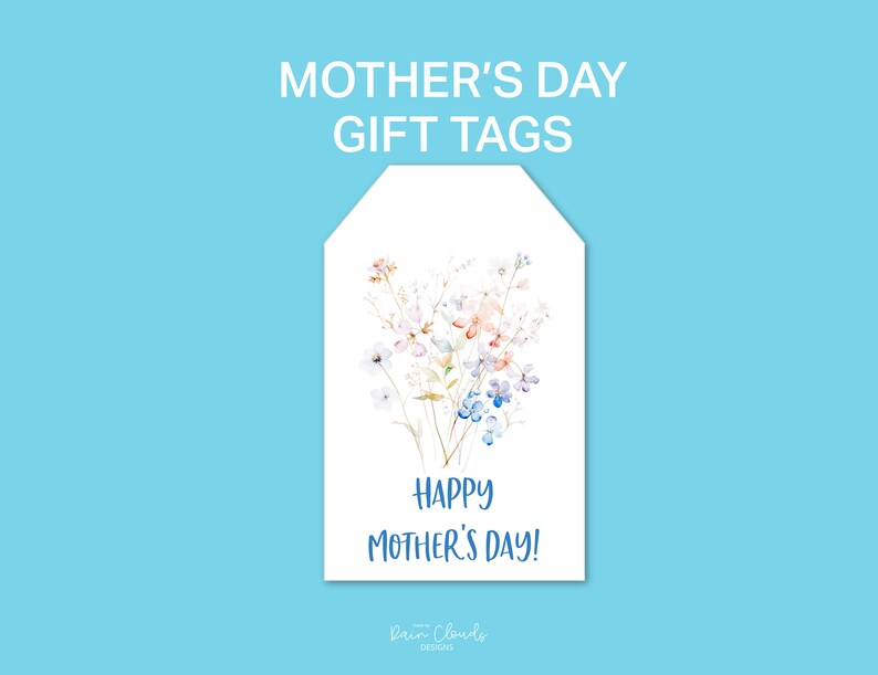 Mothers Day Printable Gift Tags Watercolor Floral Pastel Flowers - Etsy