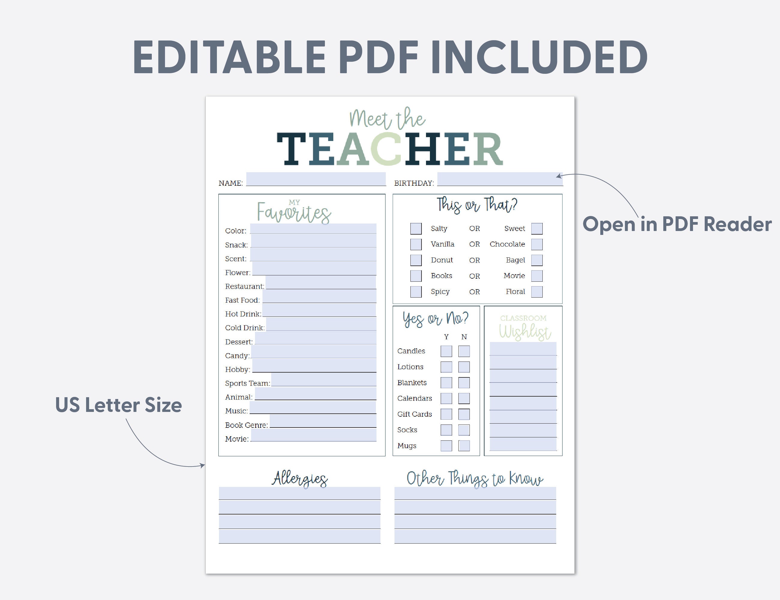 Meet the Teacher Printable - Etsy