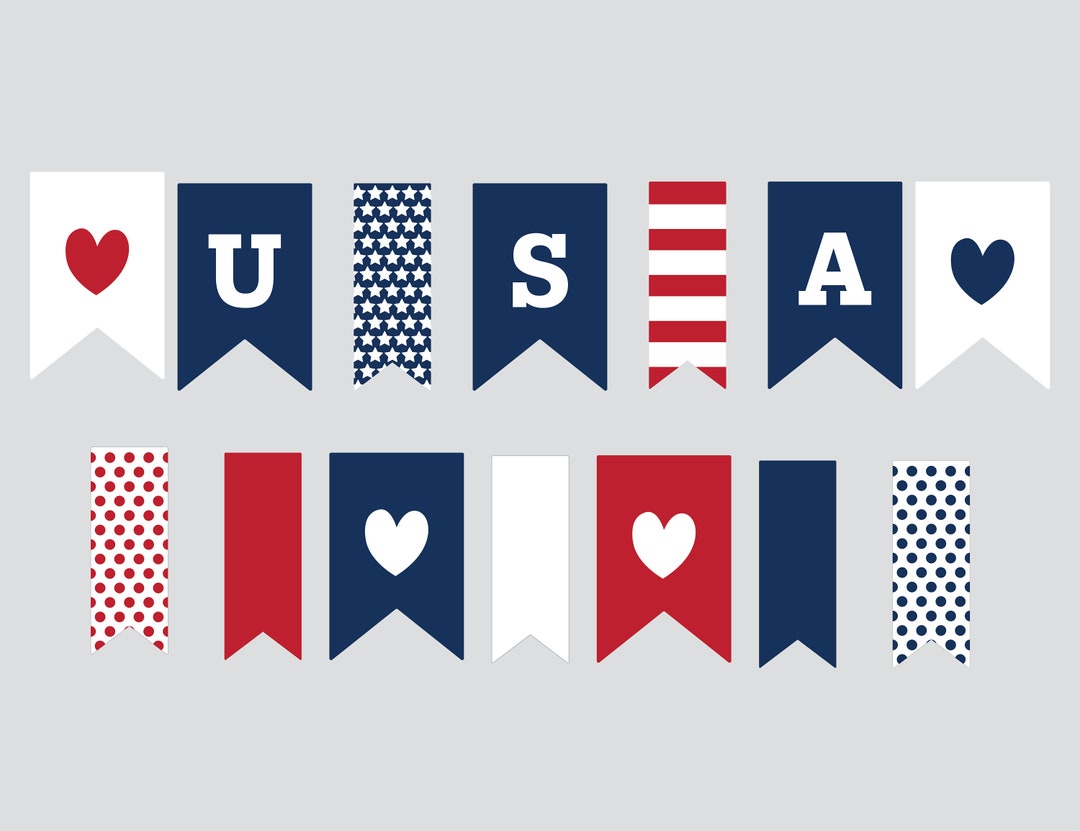 4th of July Printable Banner | Stars and Stripes | Red White and Blue ...