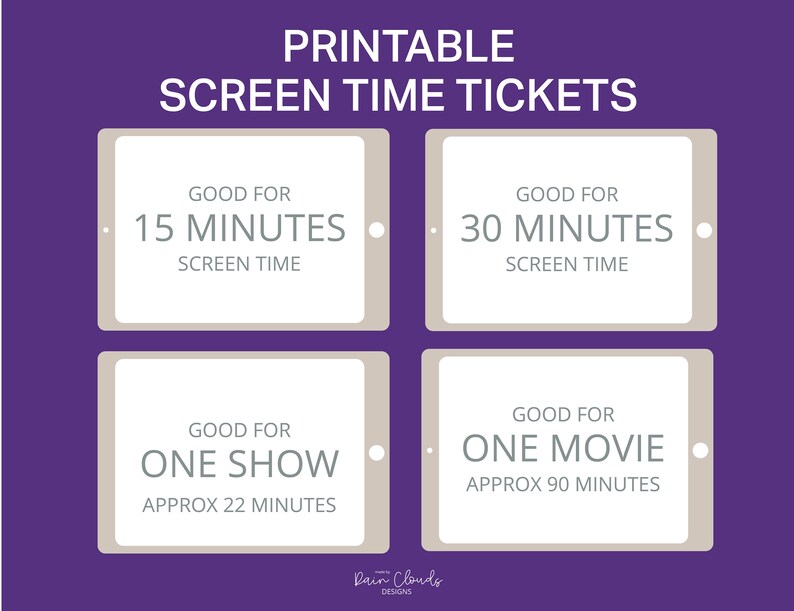 Screen Time Tickets: Reward System for Kids (PDF) - Etsy